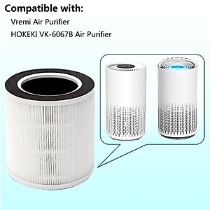 Lhari VK-6067B Filter Compatible with Vremi Air Purifier and HOKEKI VK-6067B Air Purifier, 3-in-1 H13 Grade True HEPA Filter, 2-Pack
