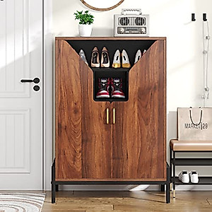 Tribesigns Large Shoe Cabinets, 23 Pairs Shoes Storage Cabinet for Mens with Doors and Adjustable Shelves for Entryway, Hallway