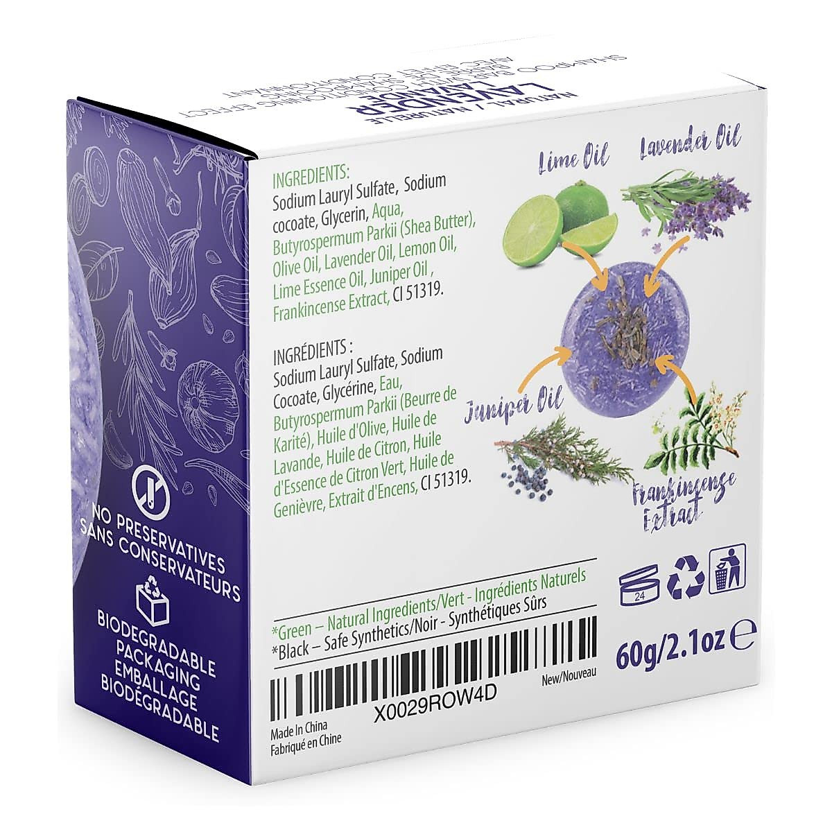 BAMBOEARTH Solid Shampoo Bar And Conditioner Effect Hair Soap – 100% Organic Shampoo Bars For Hair With All Natural Plant Based Essential Oils And Zero Waste Biodegradable Packaging (Lavender)