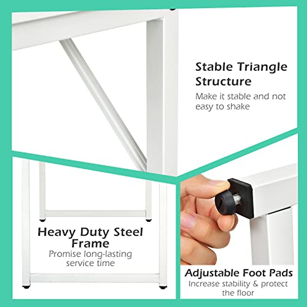 Tangkula White Computer Desk, Study Writing Desk W/Heavy Duty Steel Frame, Modern Simple Style Laptop Table for Home Office, Easy Assembly