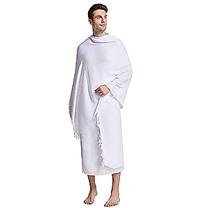 GladThink Muslim Arab Men Ihram Hajj Light Towel White