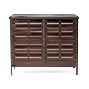 Christopher Knight Home Milos Indoor/Outdoor Acacia Wood 3 Piece Bar Set, 15.75 "W x 17.5 "D x 37.75 "H, Dark Brown + Rustic Metal