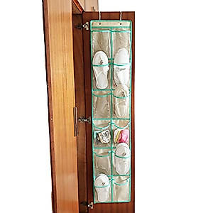 ANIZER Over The Door Shoe Organizer Hanging Narrow Closet Door Shoe Storage Large Clear Pockets Chart (12 POCKETS)
