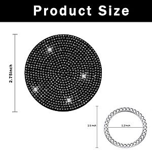 2 Pack Coaster for Car Cup Holder,Auto Anti Slip Bling Cup Holder Coaster,2.75 inch Surface Full Crystal Rhinestone car Coaster Car Interior Accessories(Black)