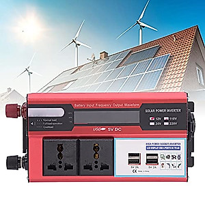 Jeanoko 3000W Solar Inverter, No Noise Power Battery Converter No Pollution Digital Display Solar Inverter 4 USB Ports for Power Office for Driver