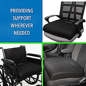 nuumi Extra Large Memory Foam Seat Cushion with Lint Roller for Easy Care, Washable Covers & Carry Handle - Comfort Cushion for Office, Car & Wheelchair - Improves Posture & Circulation