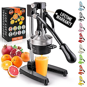 Zulay Professional Citrus Juicer - Manual Citrus Press and Orange Squeezer - Metal Lemon Squeezer - Premium Quality Heavy Duty Manual Orange Juicer and Lime Squeezer Press Stand, Black