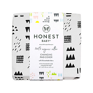 HonestBaby Organic Cotton Changing Pad Covers (Set of Two), Pattern Play/Heather Gray, One Size