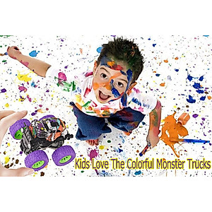 afontoto 3PCS Monster Trucks Toys for Boys and Girls, Graffiti Design Inertia Car Educational Toy Cars, Friction Powered Vehicles Toys for Children Birthday Christmas Toys Gifts