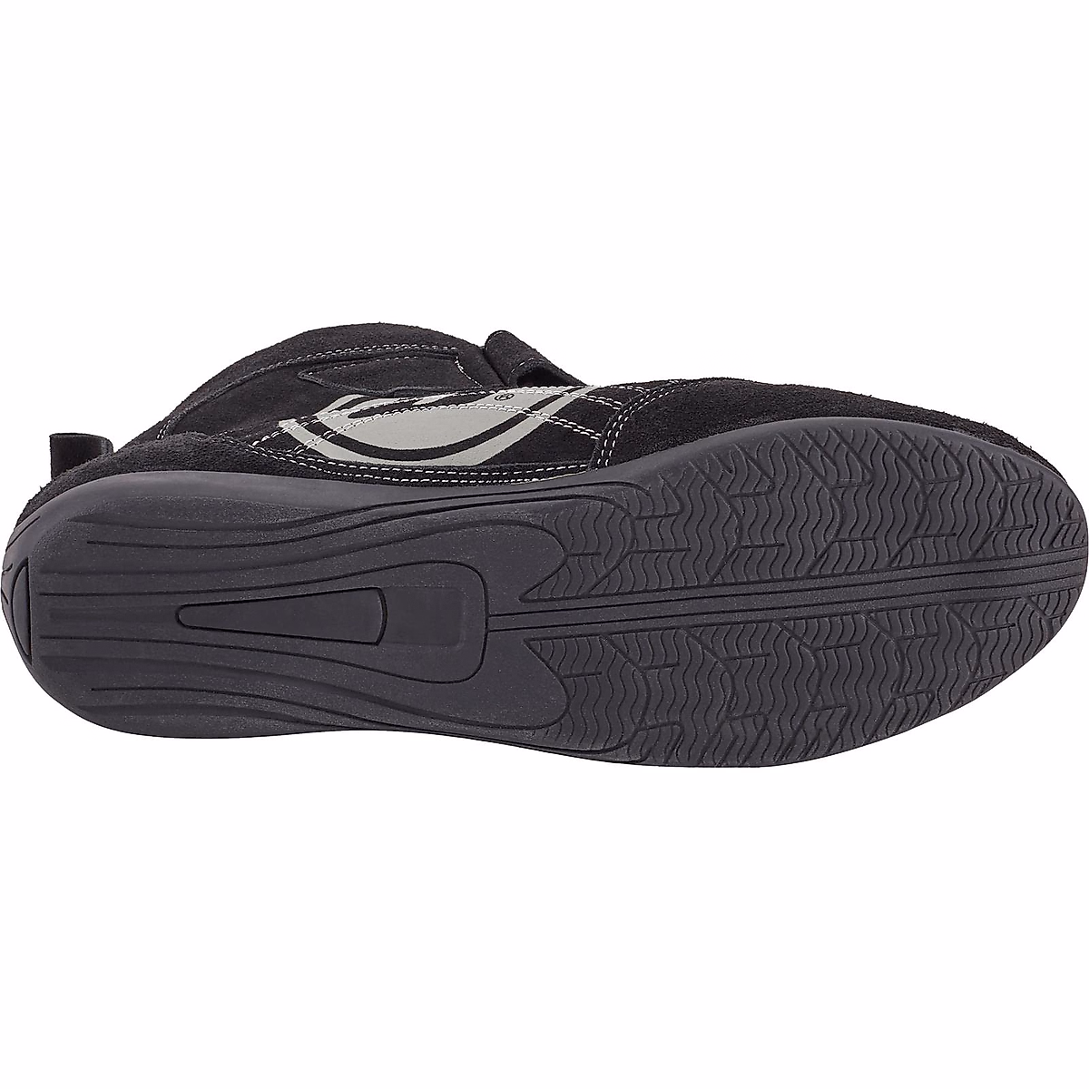 Speedway Motors Viper Mid-Top SFI 3.3/5 Racing Shoes, Size 10.5: Leather & FRC, Soft Compound Performance Sole, Reinforced Eyelets, Double Stitched, Hook-and-Loop Closure, Black with Gray Logo