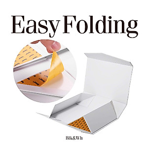 BLK&WH Gift Box 13.5x9x4.1 Inches, Large Gift Box with Lid, White gift Box, Bridesmaid Proposal Box, Collapsible Gift Box with Magnetic Lid (Matte White)