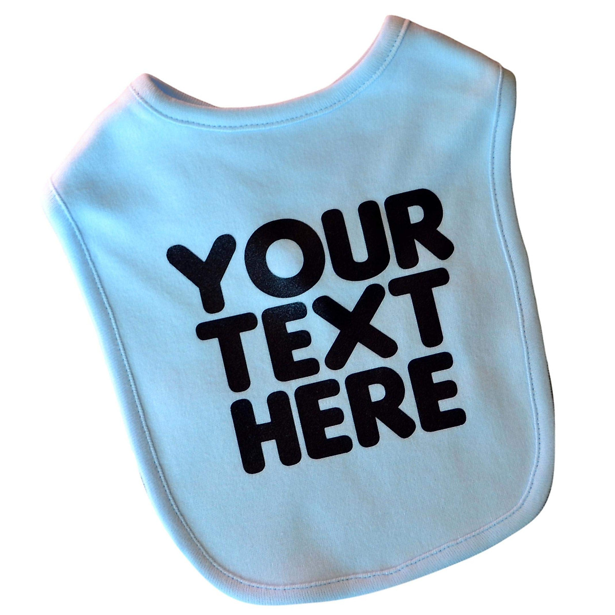 Funny Girl Designs Personalized Baby Bib CUSTOMIZED with Your VINYL Text and Color Of Choice 100% Cotton Unisex (LIGHT BLUE BIB)