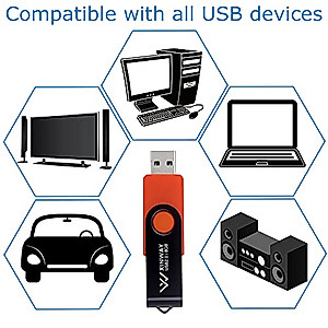 XINWAY 8GB USB 2.0 Flash Drives Thumb Drive Memory Stick, (5 Pack 8GB Five Colors: Black White Blue Green Orange)