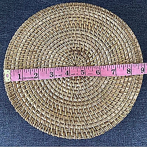 YIWEN Rattan Woven Round Basket, Round Rattan Woven Serving Tray with Handles for Bread Fruit Vegetables, Restaurant Serving & Tabletop Display Baskets (8.7", 1pc)