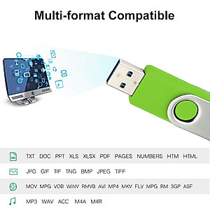 leizhan Thumb Drive 64 gb High Speed USB Flash Drive 3.0 for Samsung Galaxy S7/S6/S5/S4/S3/Note5/4/3/2/A7, Micro-USB 3.0 Memory Stick, Green