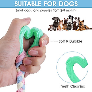cobee Puppy Toys for Teething Small Dogs, 3 Pcs 360° Deep Clean Small Dog Heart Shaped Chew Ring with Cotton Ropes Interactive Pet Toys for Small Dogs, Oral Teeth Soothes Itching for 2-8 Months Dogs