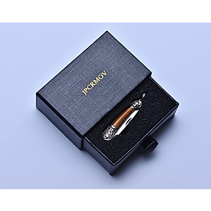 JPCRMOV Mini Pocket Knife Keychain for Men, Ultra Light 9g Compact Folding Knife EDC, Sharp X50CR15MoV Steel Blade, Brass Sandalwood Handle