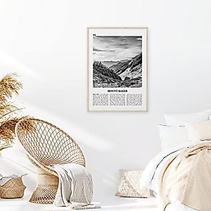 Mount Baker Print Black and White, Mount Baker Wall Art, Mount Baker Poster, Mount Baker Photo, Mount Baker Map, Mount Baker Wall Decor, USA