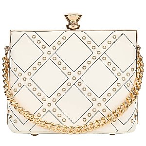 Fawziya Evening Clutch Studded Diamond Thick Chain Novelty Medium Purses For Women Formall-White