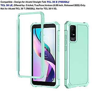 Ailiber Phone Case for TCL 30Z(T602DL), TCL 30 LE Case with Screen Protector, 2 Layer Structure Protection, Shockproof Corner TPU Bumper, Slim Silicone Phone Cover for Straight Talk TCL 30Z-Mint Green