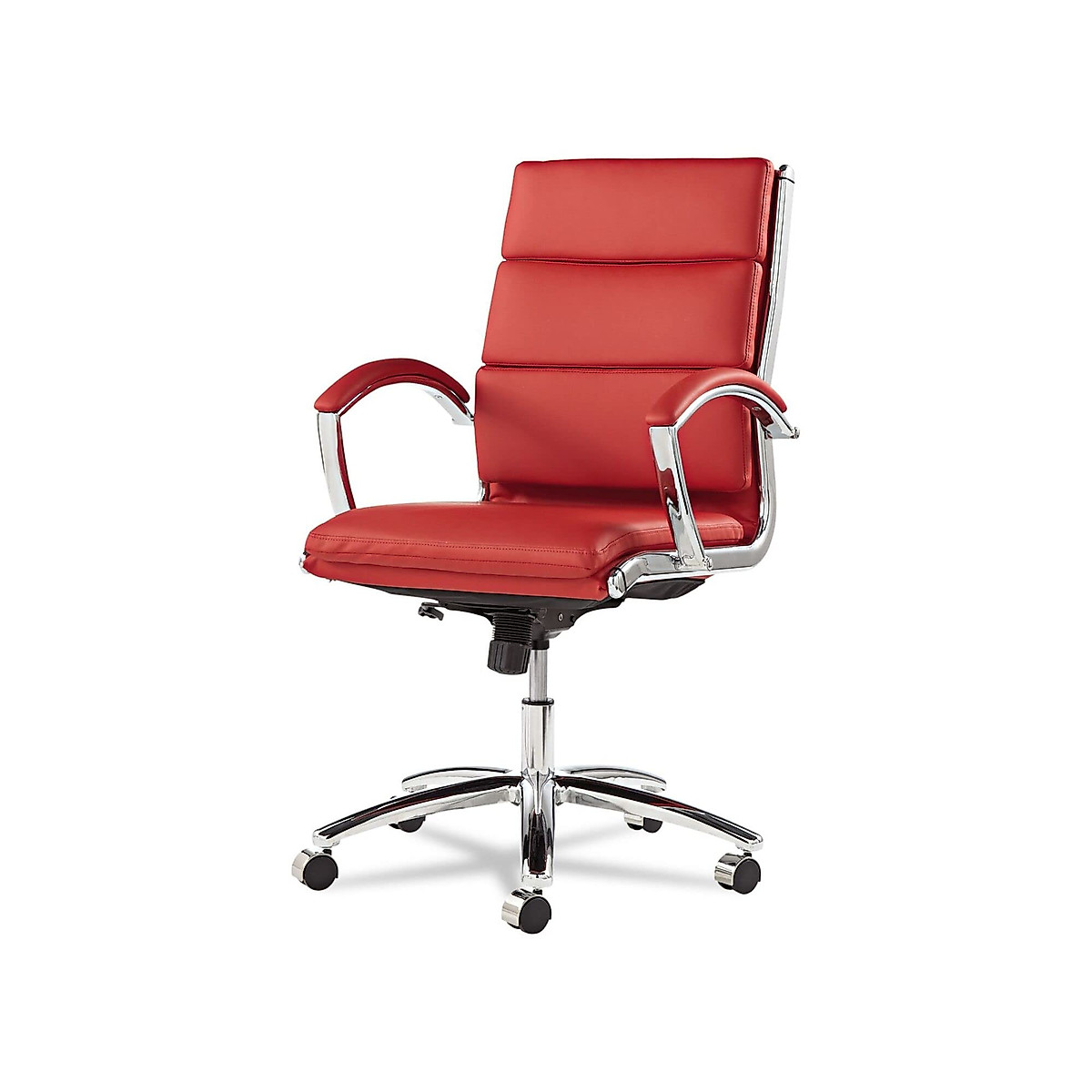 Alera ALENR4239 Neratoli Series Mid-Back Slim Faux Leather Chair - Red/Chrome