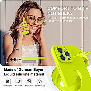 Vooii Compatible with MagSafe iPhone 14 Pro Max Magnetic Case,[9H Screen Protector][Camera Protective][Soft Microfiber Lining] Liquid Silicone Shockproof Case for iPhone 14 Pro Max - Fluorescent Green