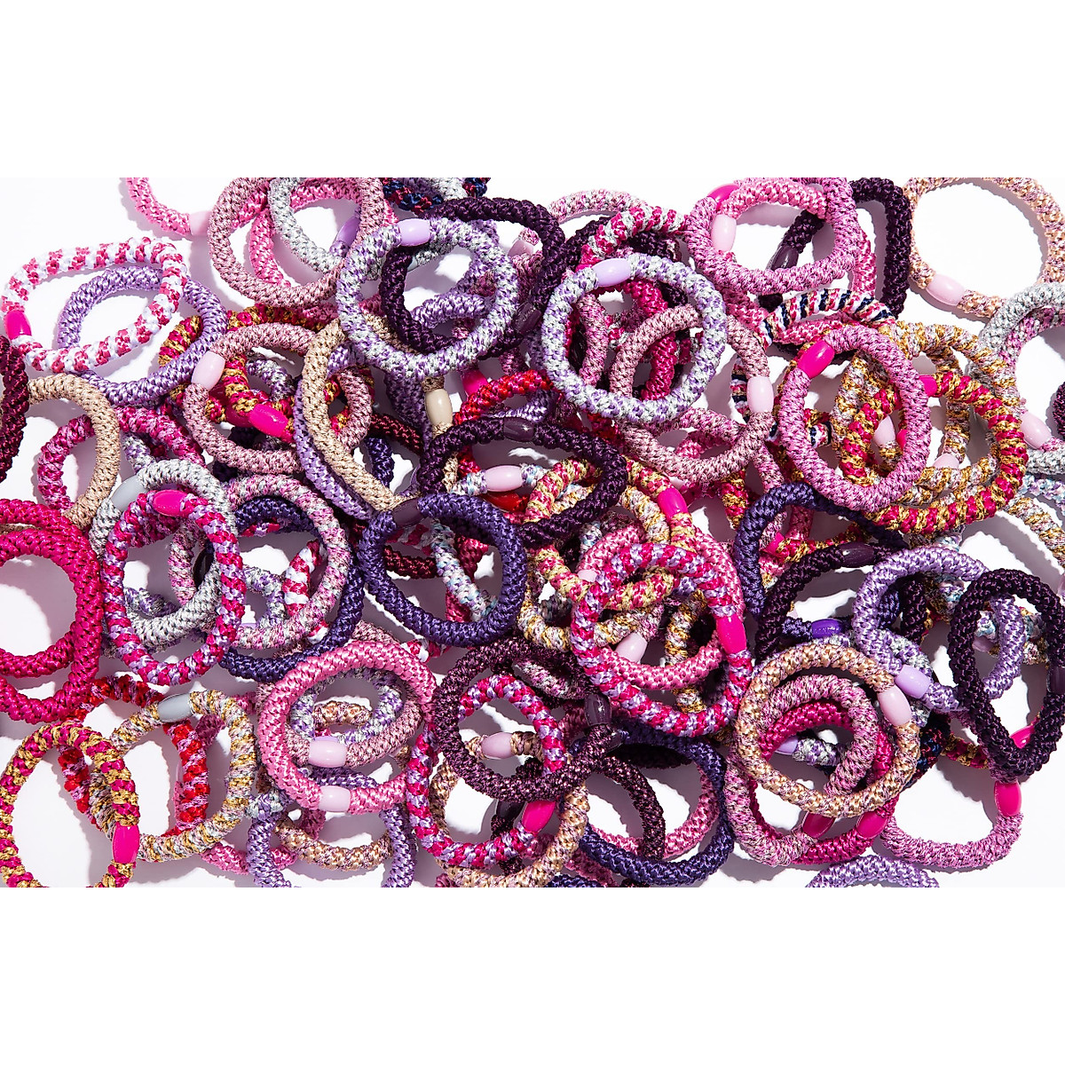 L. Erickson Grab & Go Pony - Cotton Candy - 8 Pack Ponytail Holder Hair Ties - Pink and White Mix