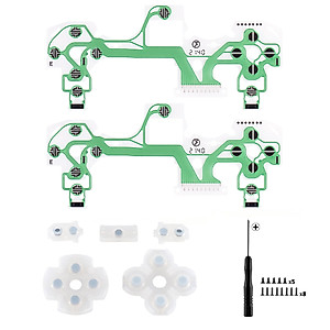 eXtremeRate 2 pcs Conductive Film Keypad Ribbon Cable Silicone Adhesive Conductive Pad Kits for PS4 Pro JDM-040 - Screwdriver Tools Included