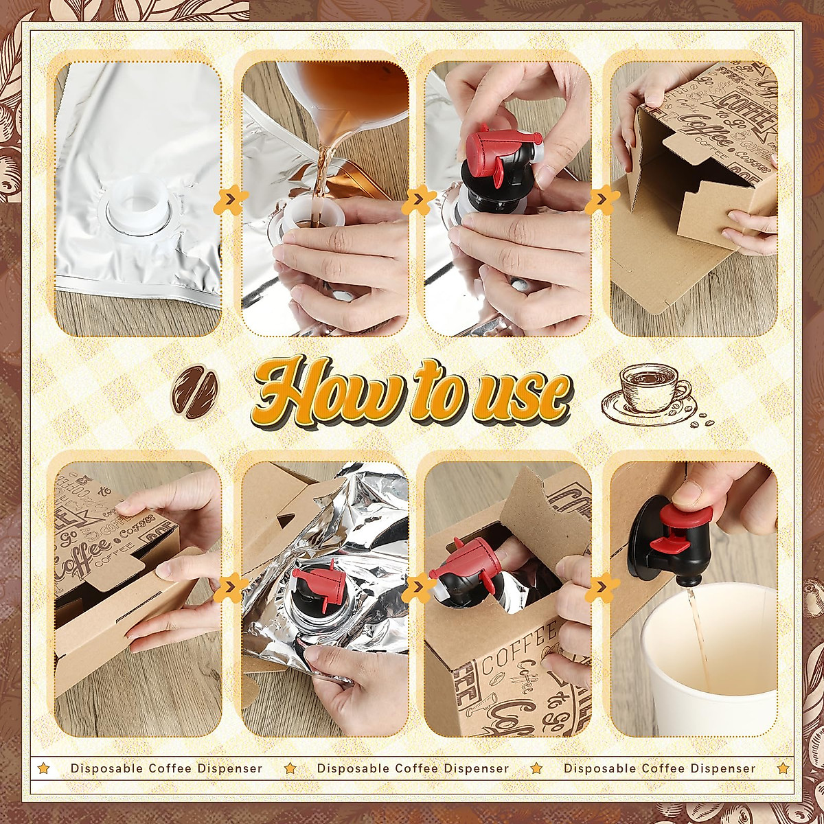 Resholder 10 Pack Coffee to Go Box Container for Catering 96 OZ Disposable Coffee Boxes Dispenser Insulated Server for Catering Liquid Carrier