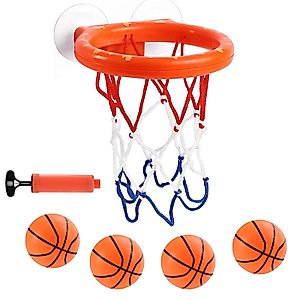 Cyfie Bath Toys Toddler, Bathtub Basketball Hoop Toy for Kids Ages 4-8, Suction Cup Basketball Hoop Set with 4 Balls, Shower Bath Toys Basketball for Toddlers Boys Girls
