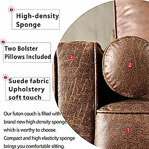 HOOOWOOO 70" Small Sofa Couch for Bedroom Mini Couch Bedroom Couch for Small Living Room Apartment Space,Dark Brown