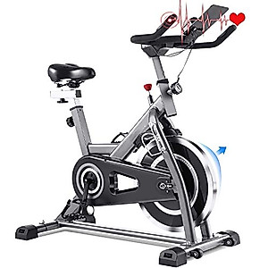 FUNMILY Exercise Bike, Indoor Cycling Bike with 49LBS Flywheel and APP Heart Rate Monitor, Adjustable Seat Handlebar, 380lbs Max Weight