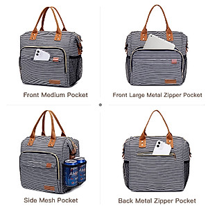 TuErCao Insulated Lunch Bags for Women Men - Freezable Leakproof Adult Lunch Box for Work Office School - Reusable Lunch Tote Bag Portable Soft Side Cooler Bag for Travel Beach Picnic Camping