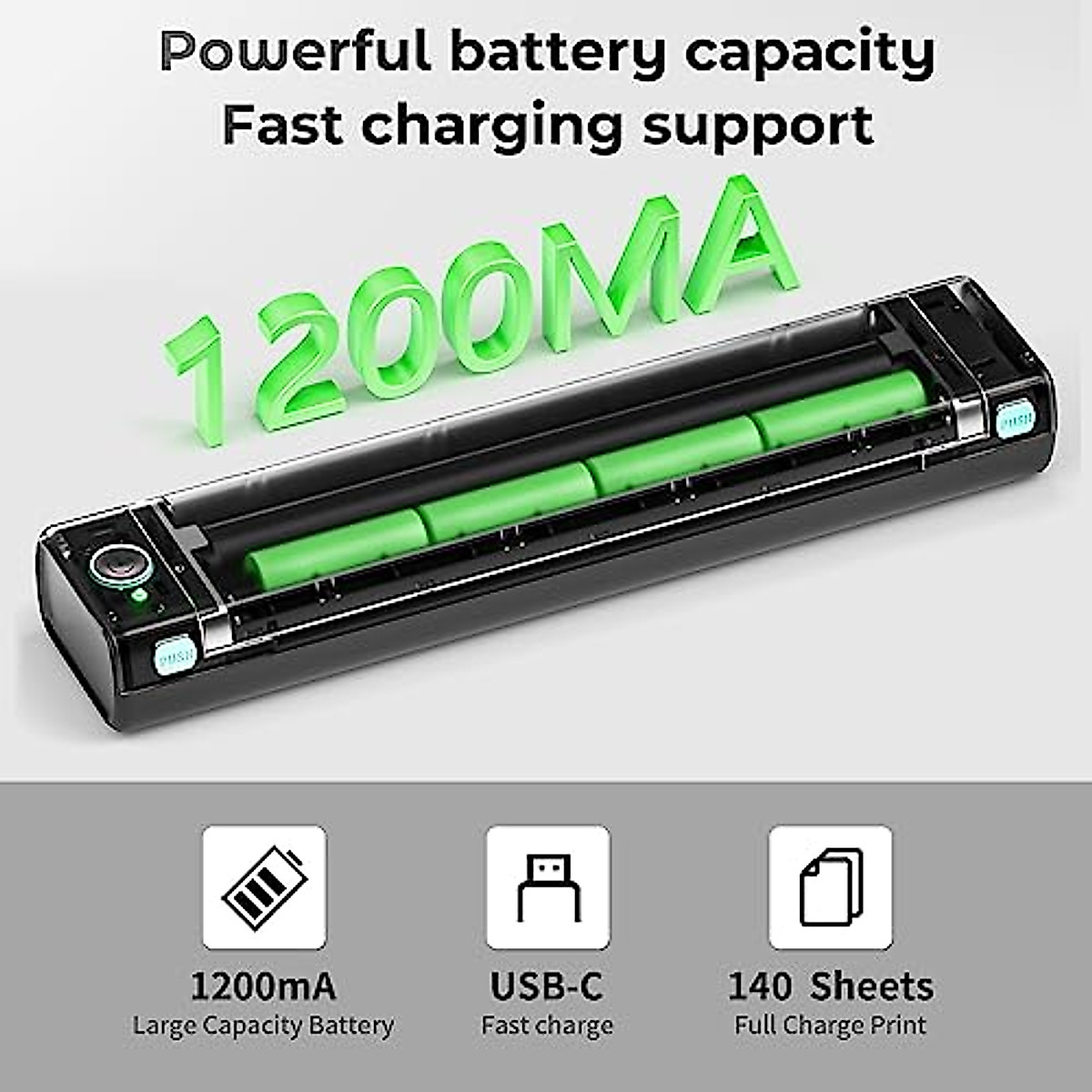 Betife Portable Printers Wireless for Travel M08F Wireless Bluetooth Printer Support 8.5" X 11" US Letter, Inkless Thermal Compact Printer Compatible with Android and iOS Phone & Laptop