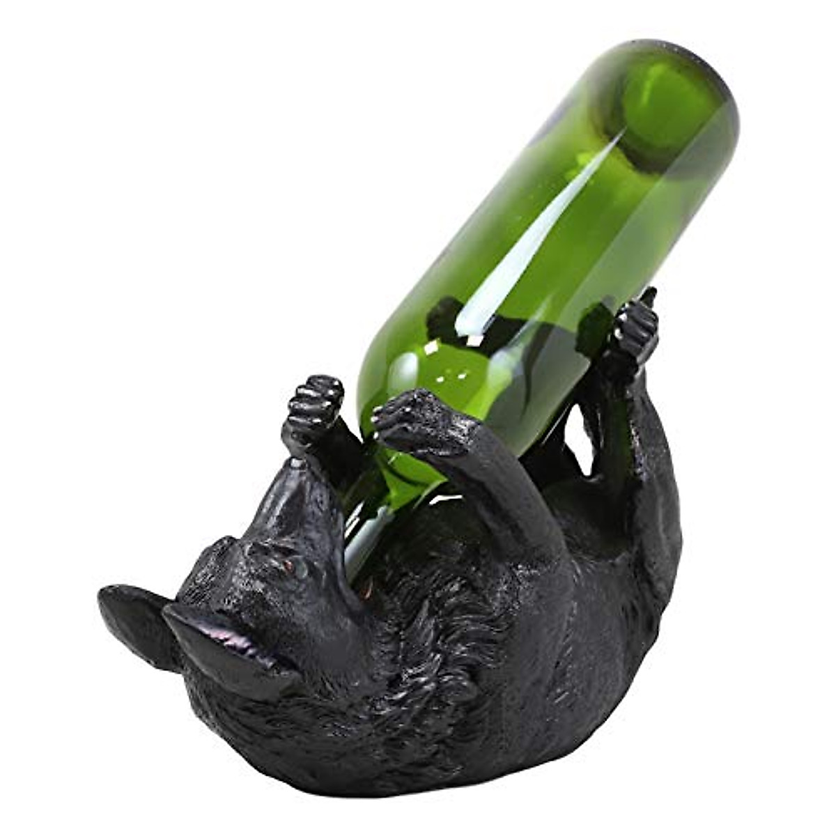 Ebros Lifelike Purebreed Pedigree Canine German Shepherd Dog Wine Bottle Holder Figurine As Kitchen Wine Cellar Countertop Centerpiece Home Decor Accent Dogs Puppies Statue (Black)