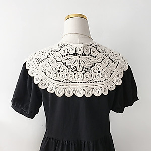 WENLOOY Retro Hollow Out Lace Floral False Collar Detachable Fake Collar for Women Girl C White