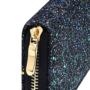 KUKOO Glitter Wallet for Women Shiny Long Phone Clutch Purse Ladies Card Holder