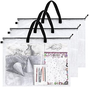 Cunno Art Portfolio Bag 24 x 36 Inch Large Posters Storage Bag Portfolios Bags with Zipper and Handle Art Organizer Portfolio Folder for Artwork Art Portfolio Case for Pictures (Black, 3)