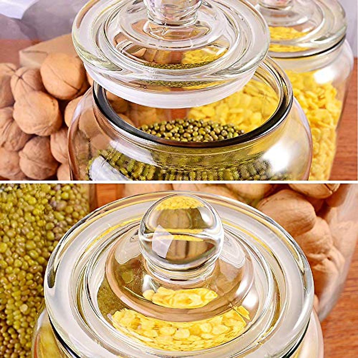 Glass Jars,Candy Jar with Lid For Household,Food Grade Clear Jars - 1/2 Gallon (3)