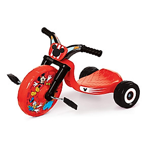 Fly Wheels Mickey Mouse 10 Junior Cruiser Ride-On Pedal-Powered Toddler Bike Trike, Ages 18-36 M for Kids 33”-35” Tall and up to 35 Lbs