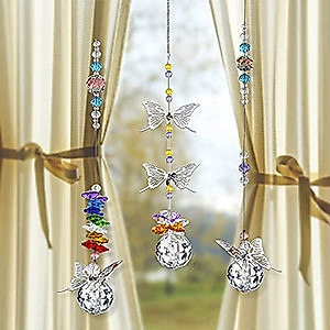 H&D HYALINE & DORA Crystal Suncatcher Window Hanging Ornament Crystals Ball Prism Rainbow Maker Butterfly Decor Pendant Set for Home Garden