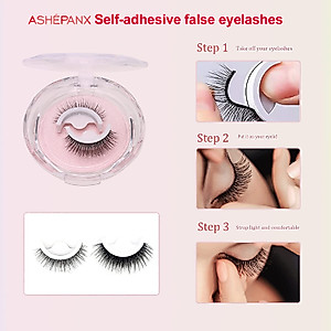 New Reusable Self Adhesive Eyelashes, 4PCs Reusable Adhesive Eyelashes, False Lashes Natural Look, Self Adhesive Eyelashes Reusable Self Sticking (2-Pairs)