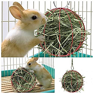 GIFZES Rabbit Hay Feeder, Feed Dispenser Hanging Ball Hay Feeder Pet Hay Ball Hanging Feed Dispenser Animal Supplies for Guinea Pig Hamster Rat Rabbit Chinchilla Red