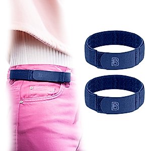 BeltBro Women's Blue 2-Medium No Buckle Elastic Belt — Fits 1 Inch Belt Loops, Comfortable and Easy To Use