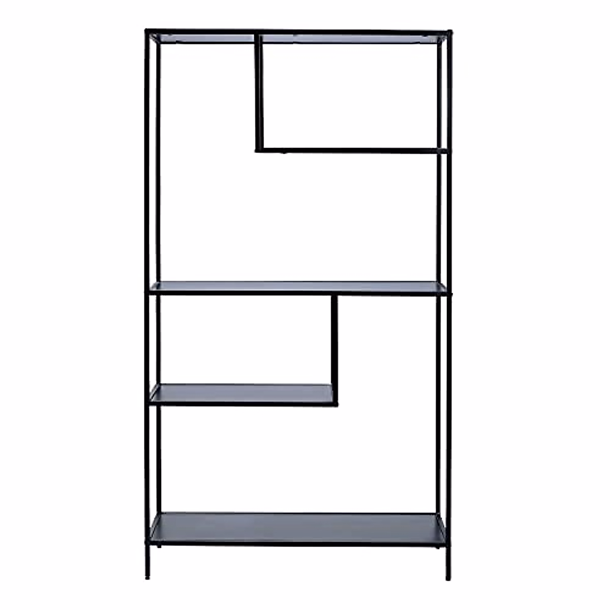 HOME BI Bookshelf,4 Tier Metal Frame Bookcase, Tall Book Shelf,Open Display Shelves for Office, Study Room, Living Room,Black 13" D x 39.37" W x 70.08" H
