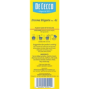 De Cecco Penne Rigate Pasta, 16 Oz