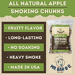 Mr. Bar-B-Q Apple Smoking Wood Chunks | All-Natural BBQ Wood Chunks | Delicious Smokey Fruity Flavor | 3.5 Pound Bag of Wood Chunks