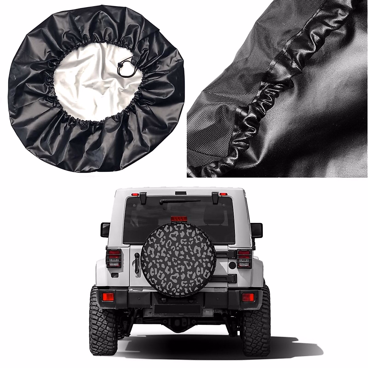 Foruidea Leopard Print Spare Tire Cover Dust-Proof Wheel Tire Cover Fit Trailer, RV, SUV and Many Vehicle 17 Inch