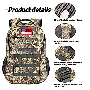HYSANOG Tactical Boys Backpack for School,Military Teen Boys Backpack with USB Charging Pot,Camo Backpack Men 40L