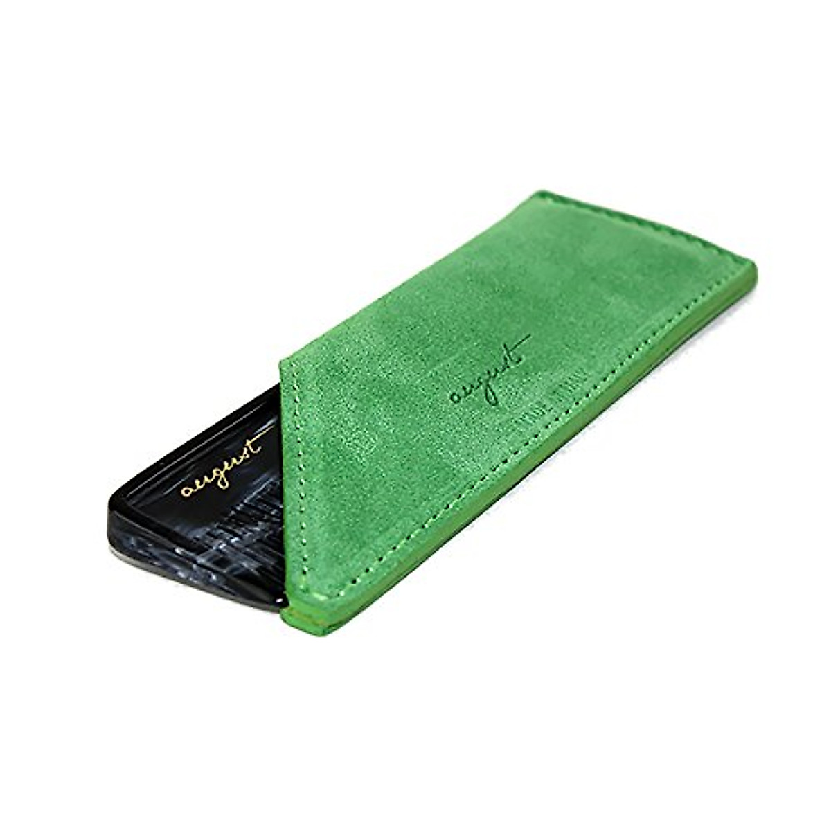 AUGUST GROOMING Soft Suede Case for Luxury Comb (Pocket, Green Suede)